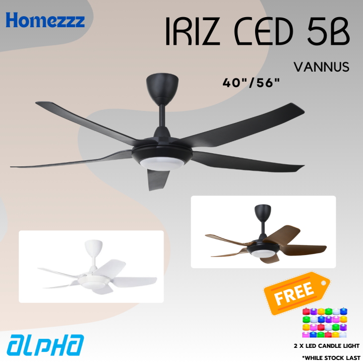 ALPHA Vannus - IRIZ LED 5B 40 Inch 56 Inch DC Motor Ceiling Fan with 5 ...