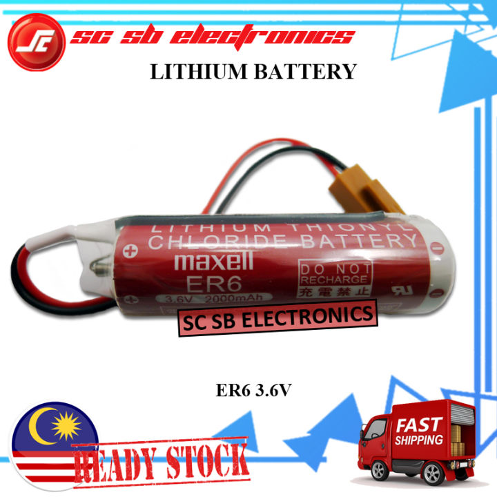 MAXELL ER6 3.6V 2000mAh LITHIUM BATTERY / CHLORIDE BATTERY WITH BROWN ...