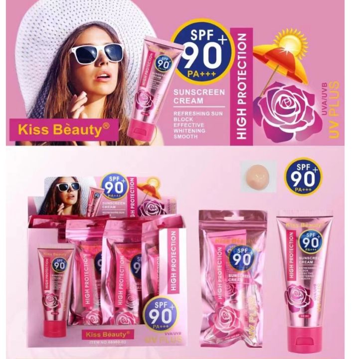 Kiss Beauty Skin Care Facial Sunscreen Cream SPF 90+ refreshing Sunblock Lotion 60ml | Lazada PH
