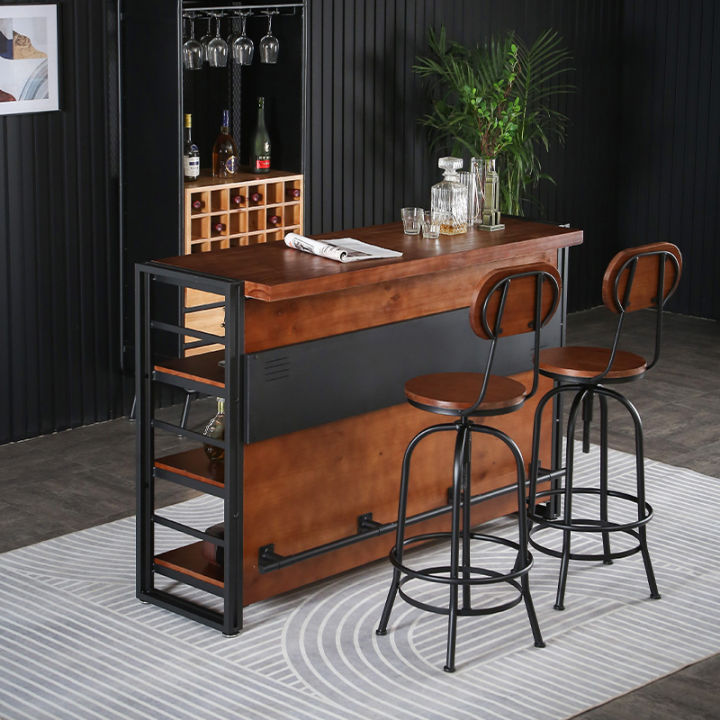 American industrial style solid wood bar table home partition retro bar ...