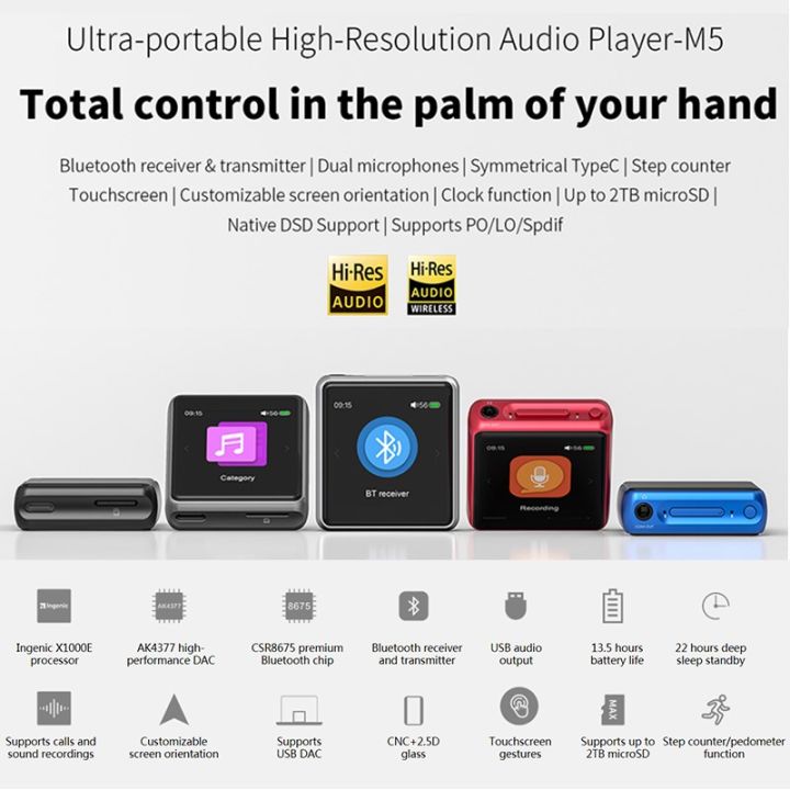 M5 Hi-Res Bluetooth HIFI MP3 Music Player AK4377 SB DAC LDAC | Lazada PH
