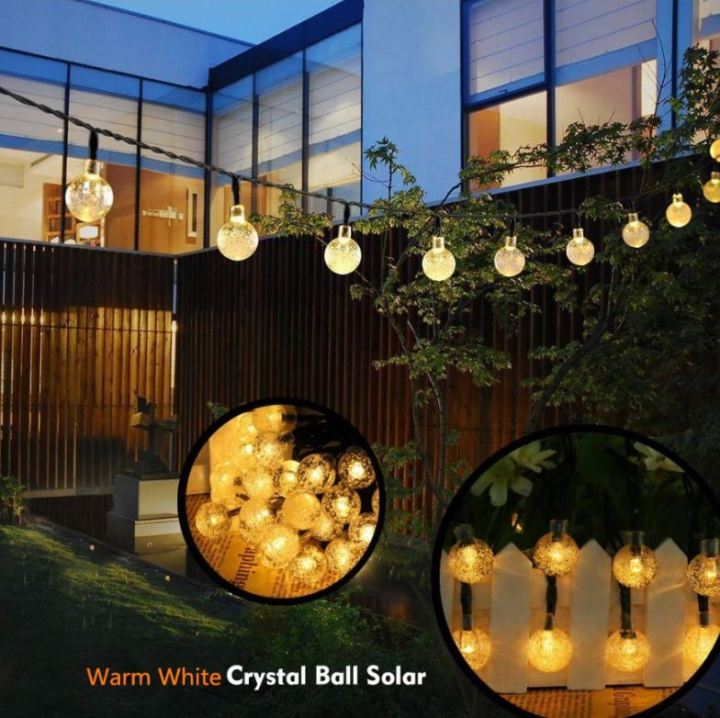 30/50/100 LED Solar Lamp 7M Crystal Ball LED String Lights Flash ...