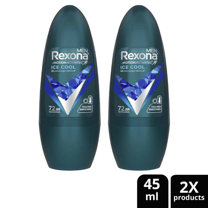 Rexona Men Deodorant Roll On Antiperspirant Ice Cool Deodoran 3X Perlindungan 45Ml | Lazada ...