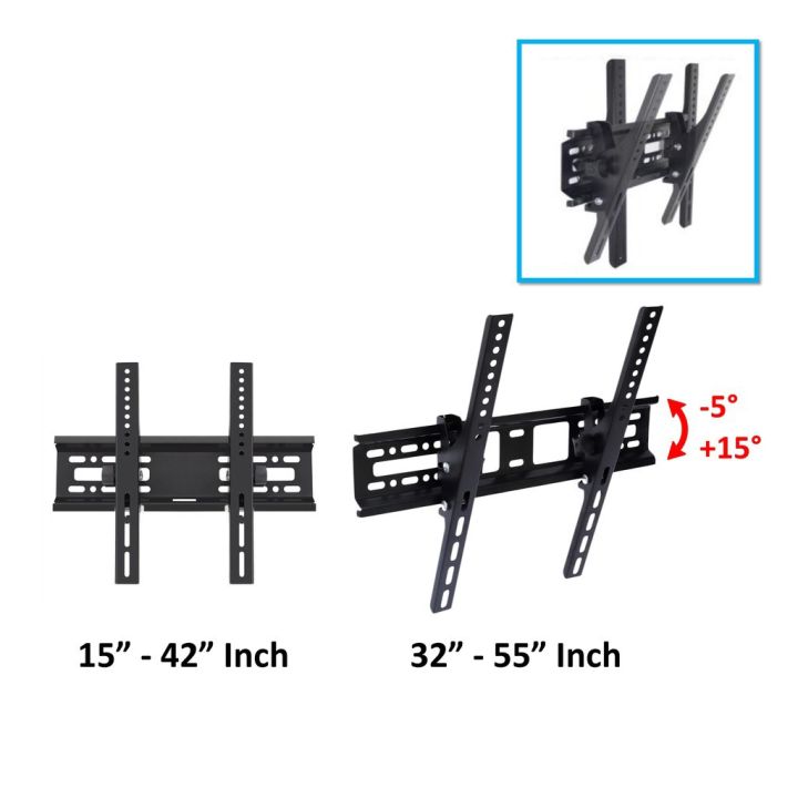 Universal 15 - 42 / 32 - 55 Inch Adjustable Tilt LED LCD PLASMA TV Wall Mount Bracket (Tilt: -5 ...