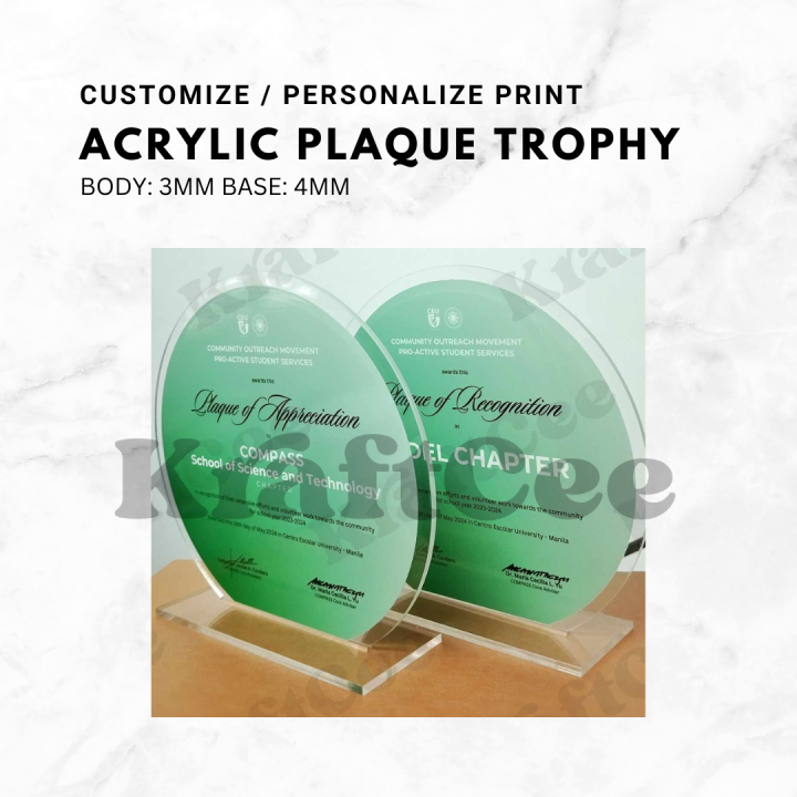 Acrylic Trophy Plaque Awards | Customize Print & Cut | Lazada PH
