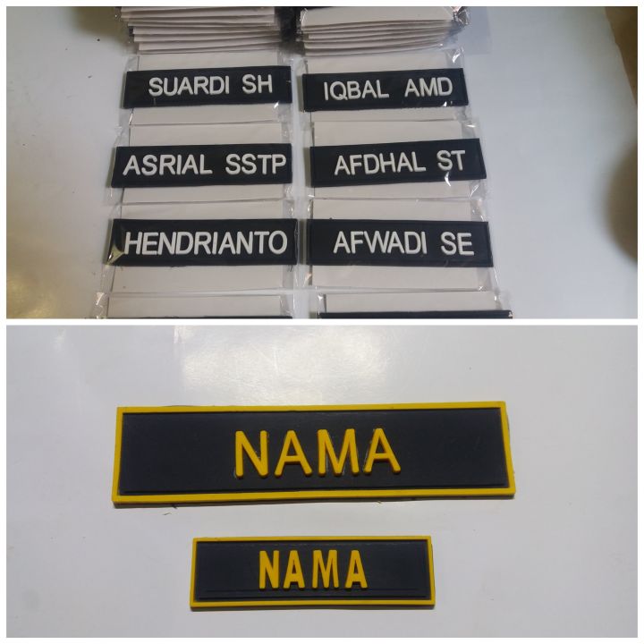 patch rubber nametag custom / tempelan karet papan nama / bordir rubber ...
