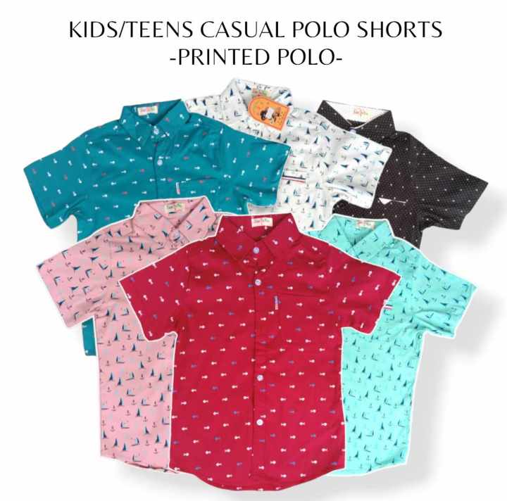 TRENDY BOYS KIDS/TEENS PRINTED CASUAL POLO SHIRTS - RANDOM PRINT ...