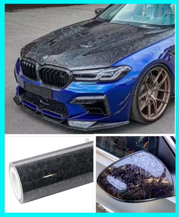 3D Black Forged Carbon Fiber Vinyl Wrap Roll Adhesive Car Sticker Sheet ...