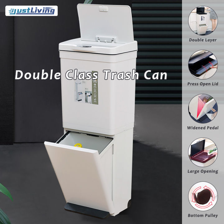 JustLiving 1PC 2/3 Tier Trash Can Garbage Can Dustbin with Dry and Wet ...