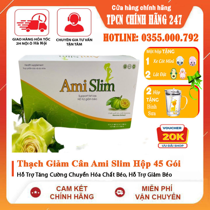 Thạch giảm cân Ami Slim hộp 45 gói 👍 ️ - Hỗ Trợ Tăng Cường Chuyển Hóa Chất Béo | Lazada.vn