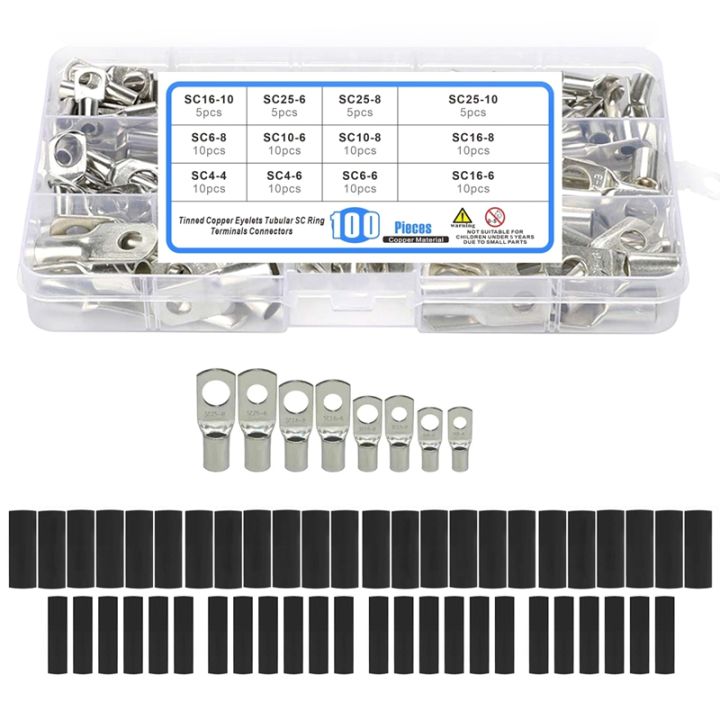 GearForge-220Pcs Bare Ring Terminals Lug Tinned Copper Tube Lug Seal ...