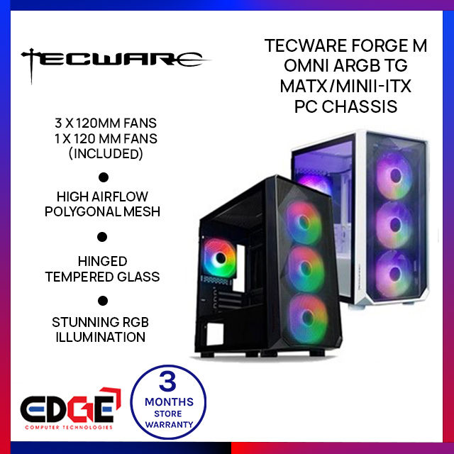 TECWARE Forge M Omni ARGB TG Tempered Glass mATX, Mini-ITX PC Chassis ...