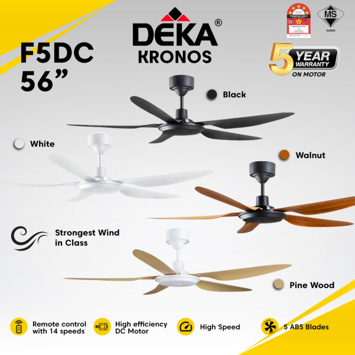 DEKA KRONOS F5DC Ceiling Fan Remote control 5 Blades 56” DC Motor ...
