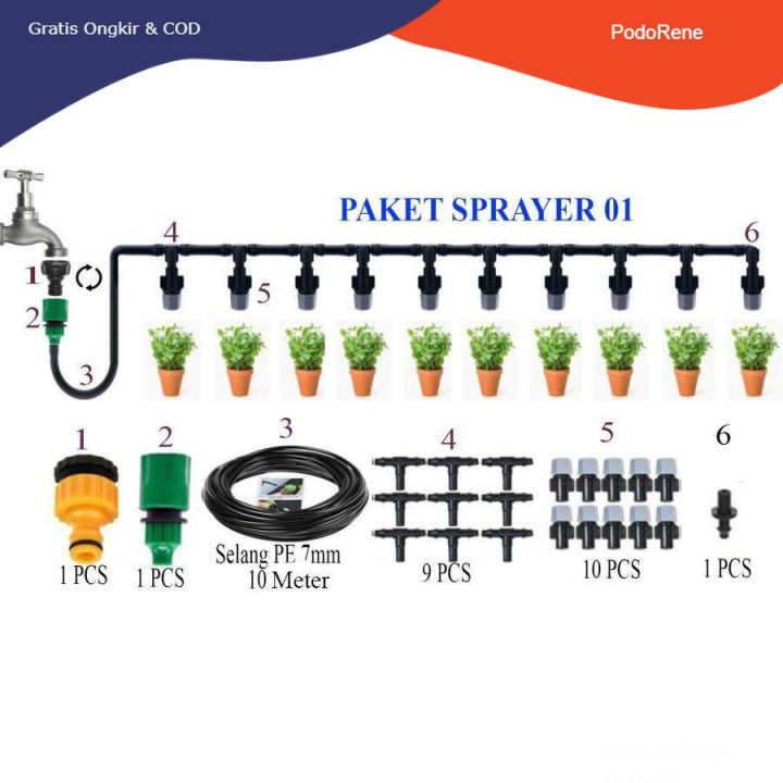Paket Irigasi Sistem Misting Penyiraman Pengairan Otomatis | Lazada ...