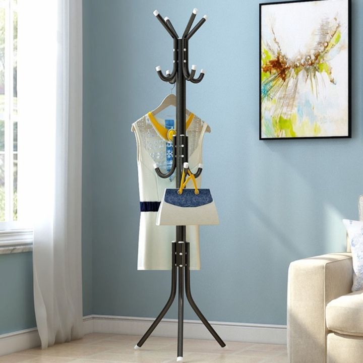 Vertical Standing 9-Hook Coat Rack Stainless Steel Pole Clothes Hanging ...