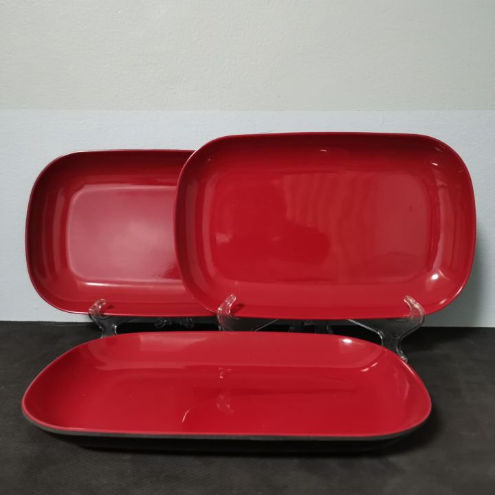 3/6 pcs. Red & Black Rectangular Snack Plate/Sushi Plate/Dessert plate ...