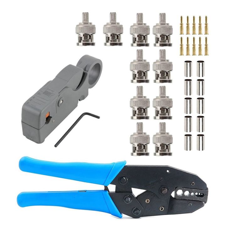 1Set Coax Rf/Bnc Crimp Tools for Rg58 / Rg59 / Rg6 with 10Pcs Bnc Plug ...