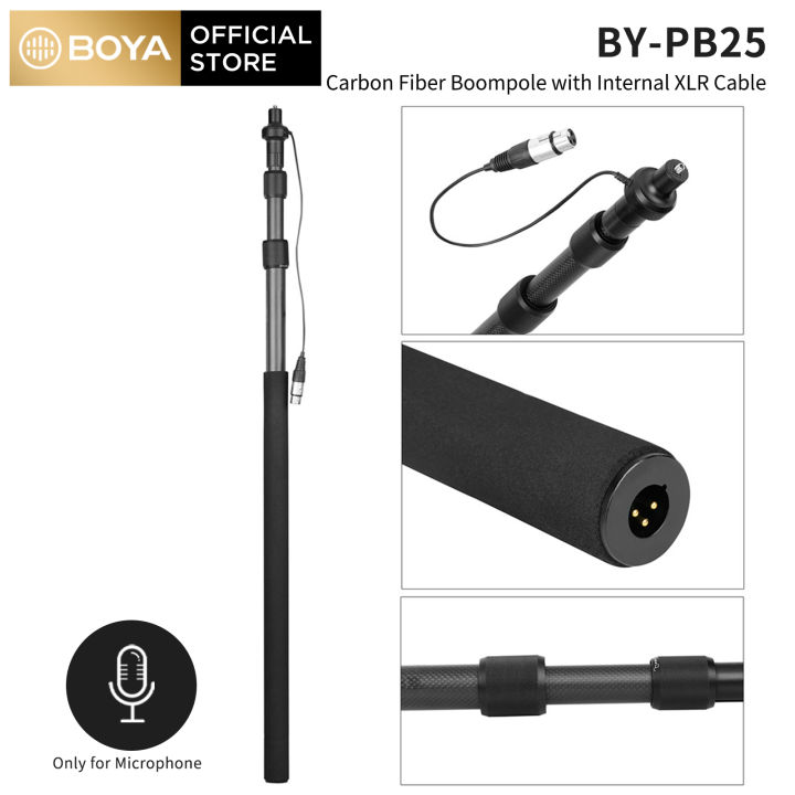 BOYA BY-PB25 On Stage Carbon Fiber Boom Pole in 3 Sections with ...