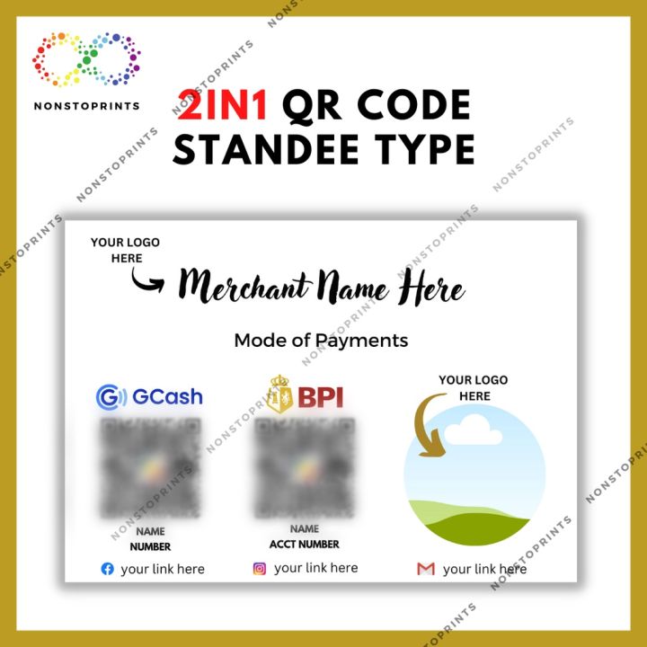 Customized QR Code Standee 2in1 3in1 4in1 5in1 6in1 Scan and Pay ...