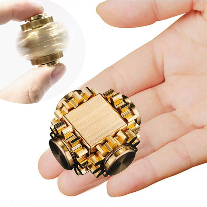 Brass Fidget Cube Spinner 4 Gears Figity Finger Games EDC Desk Toys ...