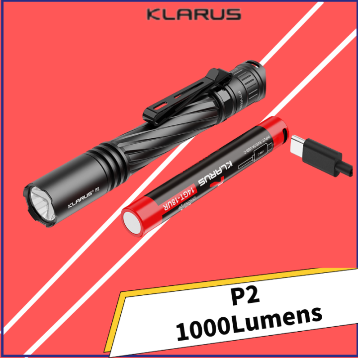 Klarus P2 1000Lumens USB-C Rechargeable EDC Flashlight 365Days Standby ...