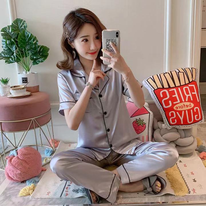 tichada 6666 เสื้อนอนหรือชุดนอนเสื้อแขนสั้นขายาว ผ้าซาติน น่ารักๆนิ่มๆเลย ราคาถูกๆสไตล์จีน ...