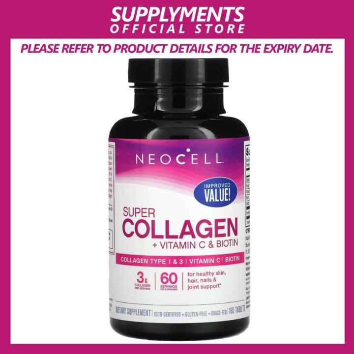 NeoCell Super Collagen Type 1 and 3 plus C Tablets Bottle of 180 ...