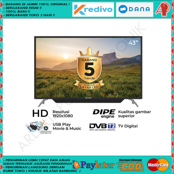POLYTRON LED TV DIGITAL 43 INCH DIGITAL PLD 43V1553 | Lazada Indonesia