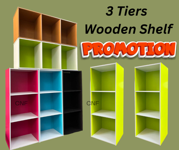 [READYSTOCK] 3 Tier Wooden Multipurpose Rack Book Shelf /Rak Buku ...