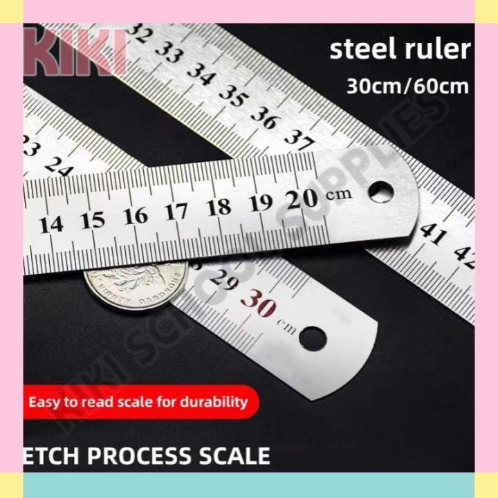 KK 30/60CM Stainless Steel Ruler Double-sided Scale Office/ Student ...