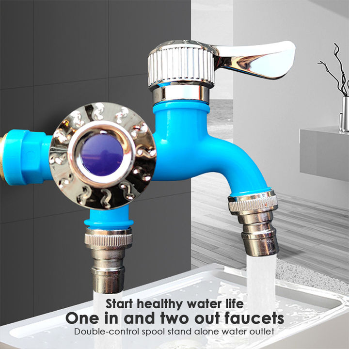 Dual Control Faucet Double Outlet Water Tap 1/2" Universal Interface ...