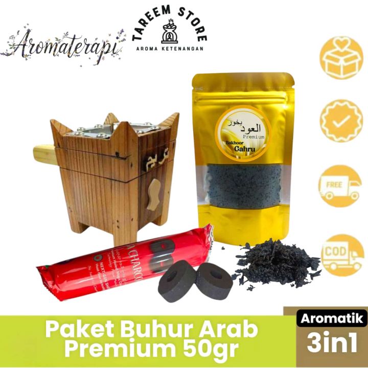 Paket buhur arab Premium 50gr Mabkhara + Oud Gaharu arang dupa aroma ...
