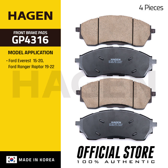 Hagen by Hi-Q Ceramic Front Brake Pads for Ford Everest 2015-2020 ...