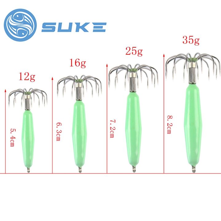 Suke Stainless Steel Luminous Squid Hook Without Barb 12 Needle ...