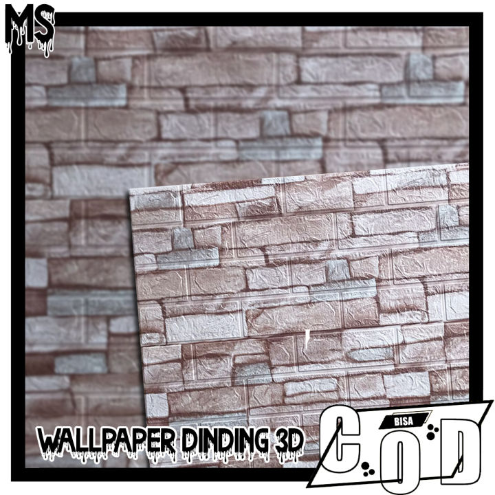 Wallpaper 3D Sticker Dinding Modern Foam Motif Batu Bata Alam ukuran 70 ...
