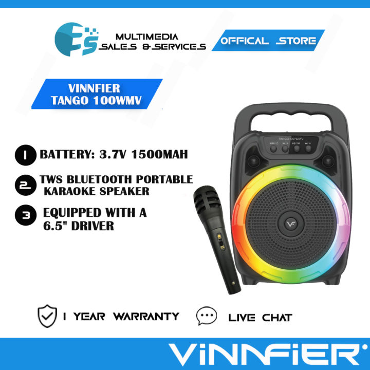 Vinnfier Tango 100 WMV 2023 TWS Bluetooth Portable Speaker with Karaoke System | Lazada Singapore