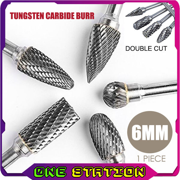 6MM Rotary Shank Tungsten Carbide Burr Double Cut Grinding Bit Mata ...