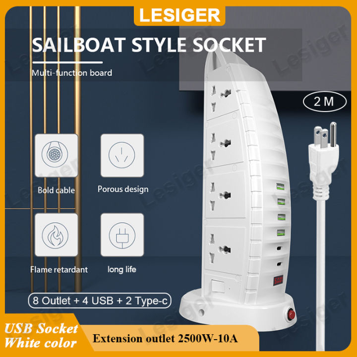 Sailboat Tower Power Socket With 8 Universal outlet and USB+C Charger ...