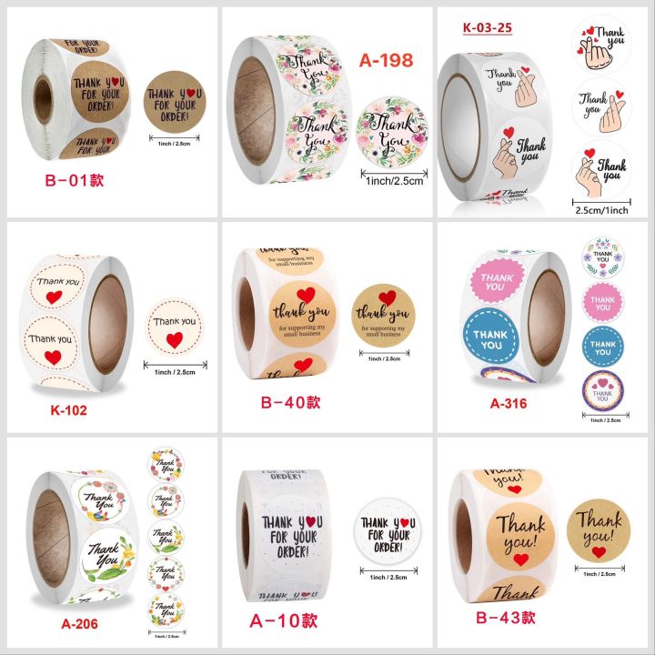 500 PCS THANK YOU STICKER Roll Self Adhesive For Pastries, Giveaways ...