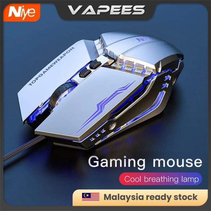 Niye T9 Mechanical Gaming Wired Mouse 4800DPI 6 ons 4 Color LED ...