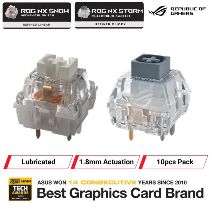 ROG NX Snow & Storm Switches 10pcs Pack - NX Snow (Thocky) / NX Storm ...