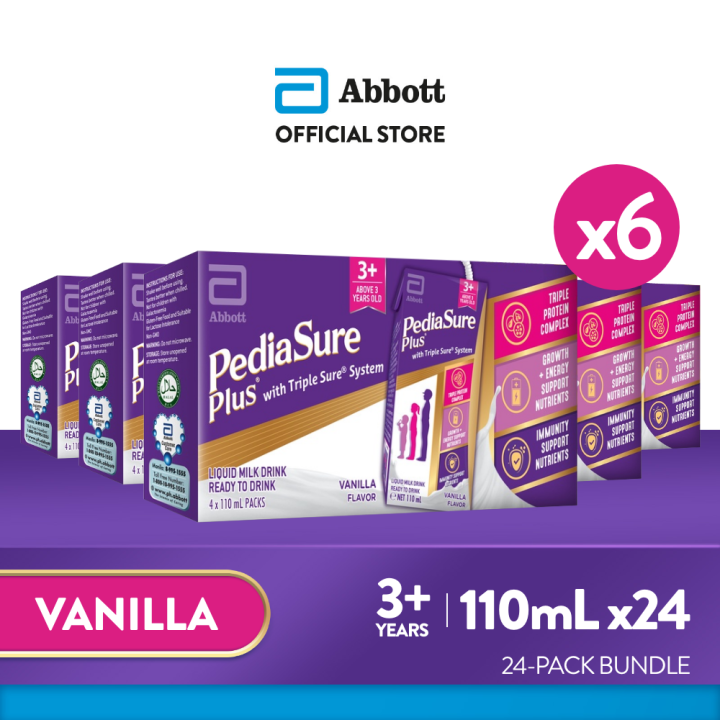 Pediasure Plus 3+ Vanilla 110ml x24 for Kids Above 3 Years Old Ready to ...