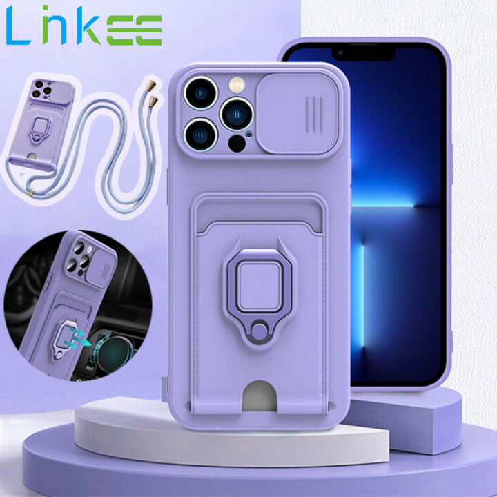 เคสพัดลมพกพา Apple iPhone 15 14 13 11 12 Pro Max Plus,สายคล้องคอแบบไขว้กรอบกระเป๋าใส่การ์ด ...