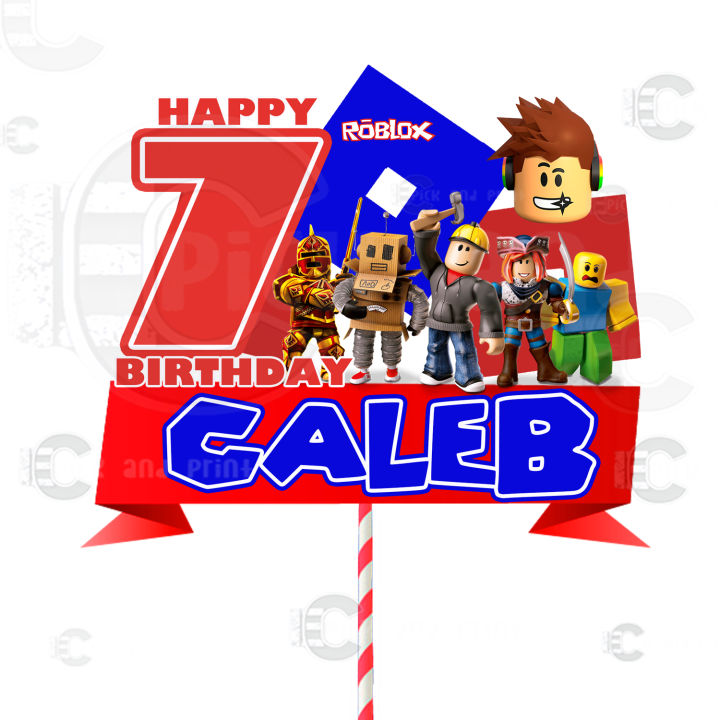 Personalized/Customized Roblox Theme Cake Topper for Party Decorations ...