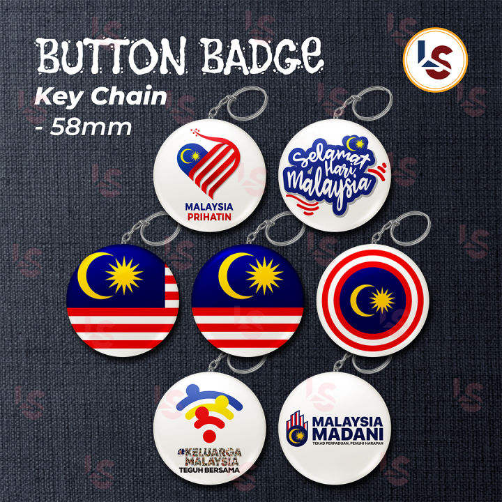 (Key Chain) Merdeka Button Badge Hari Kemerdekaan Malaysia Independence ...