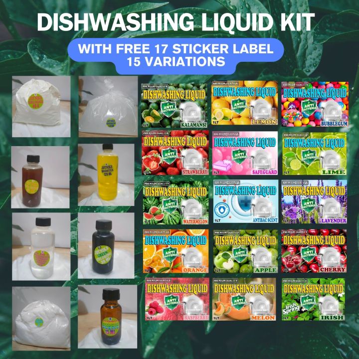 DISHWASHING LIQUID KIT DIY 17-18LITERS YIELD 12 COMPONENTS + 17pcs ...
