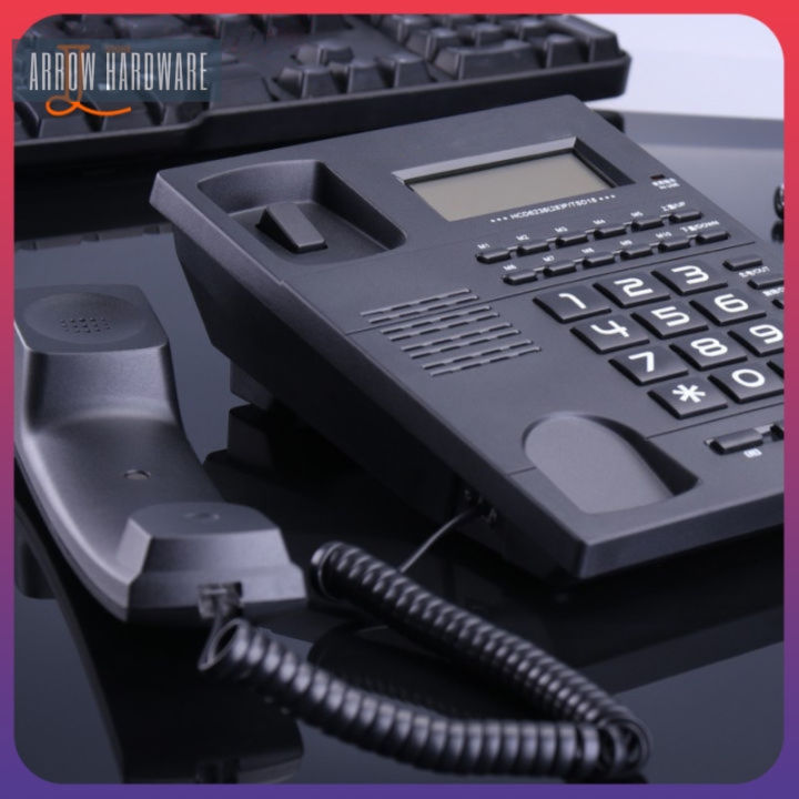 LCD Corded Caller ID Telephone with Speaker Home Office Wired Landline Telephone Set Phone ...