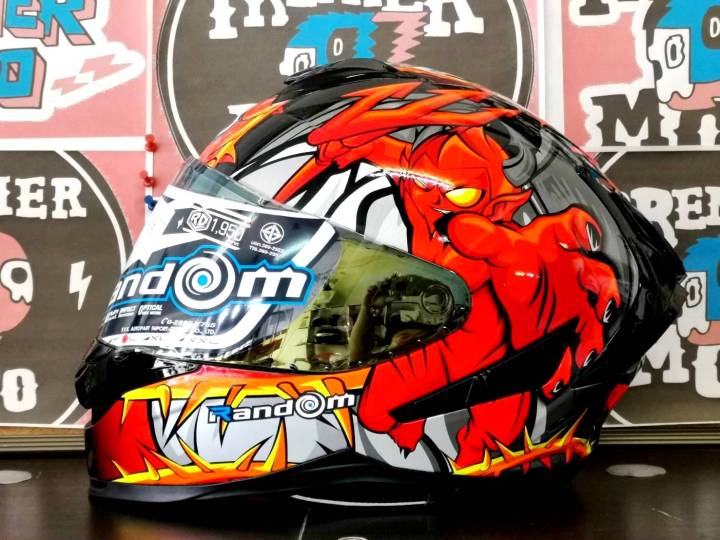 หมวกกันน็อค RD RANDOM Demon Devil สีดำแดง | Lazada.co.th