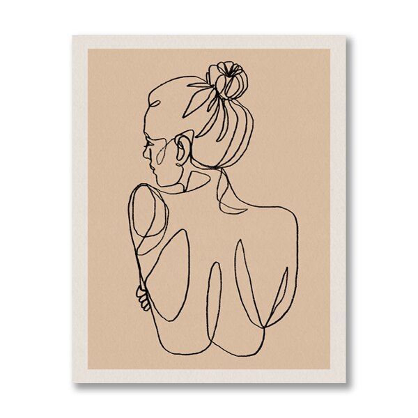Boho Abstract Woman Body Line Prints Scandinavian Poster Beige Neutral ...