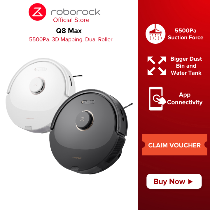 Roborock Q8 Max Robotic Vacuum 5500Pa Dual Roller 3D Mapping Vacuum Mop ...
